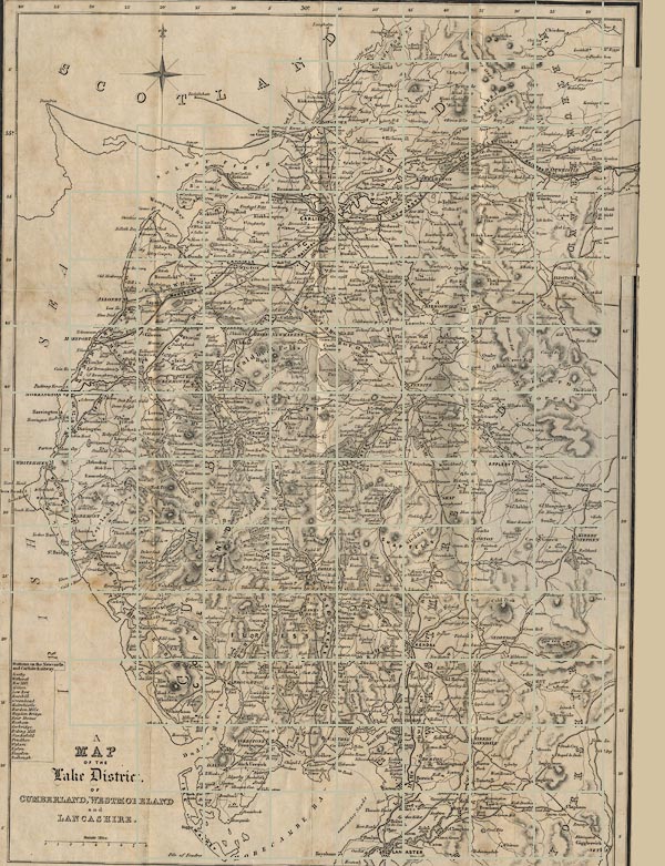 Ford's Map of the Lakes, 1839/1843, 10Km squares index